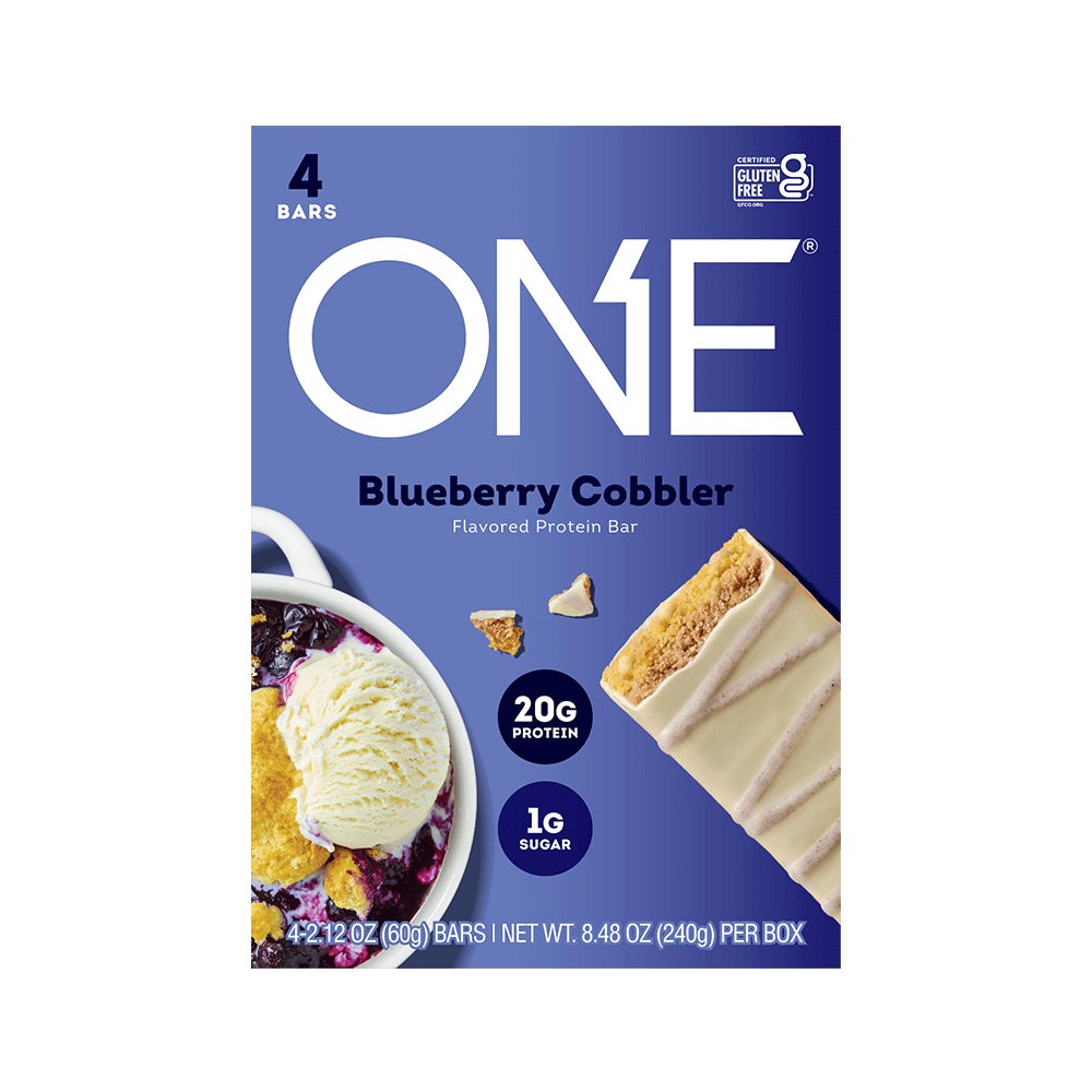 ONE BARS Blueberry Cobbler Flavored Protein Bars, 2.12 oz, 4 count box